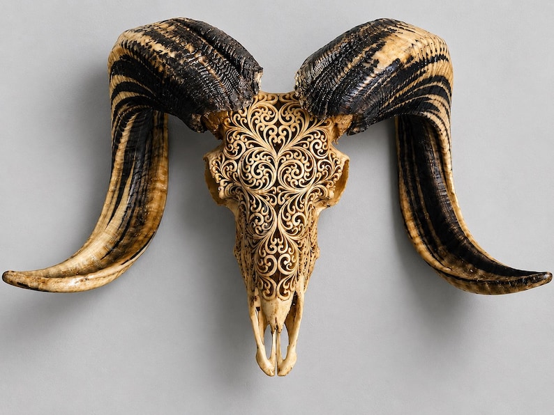 Carved Ram Skull Wall Art Decor - Etsy