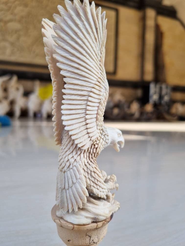 Moose Antler Carving Eagle 3D Sculpthure for Gift - Etsy
