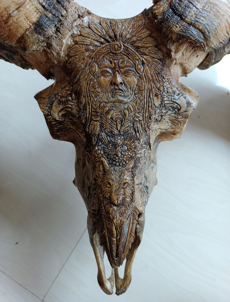 Carved Ram Skull Carving Indian - Etsy