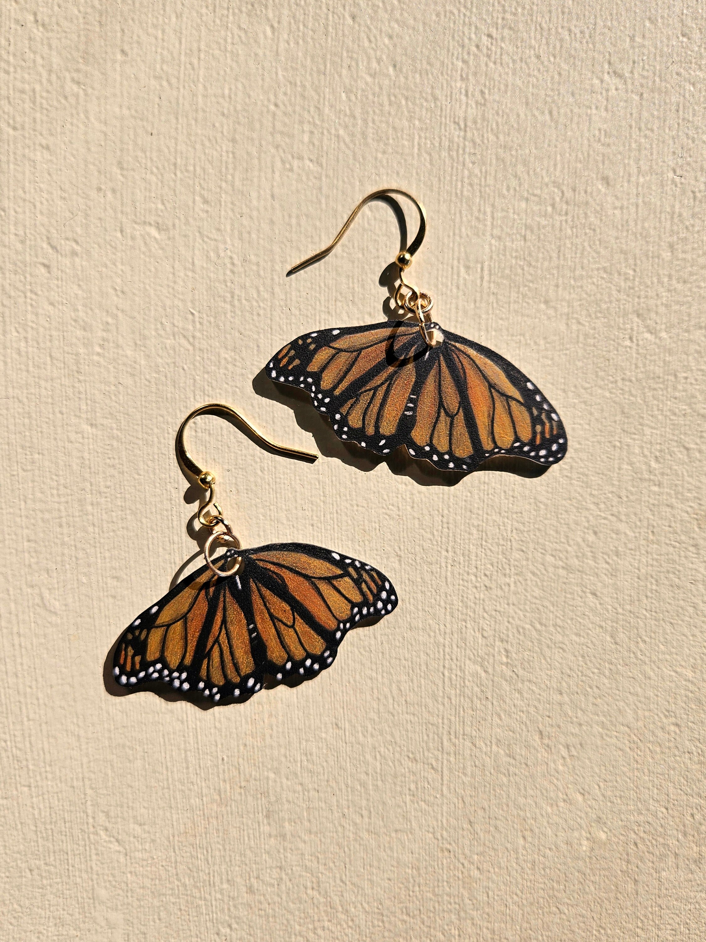 Hand-drawn Monarch Butterfly Wing Earrings, Butterflies, Insect, Nature ...