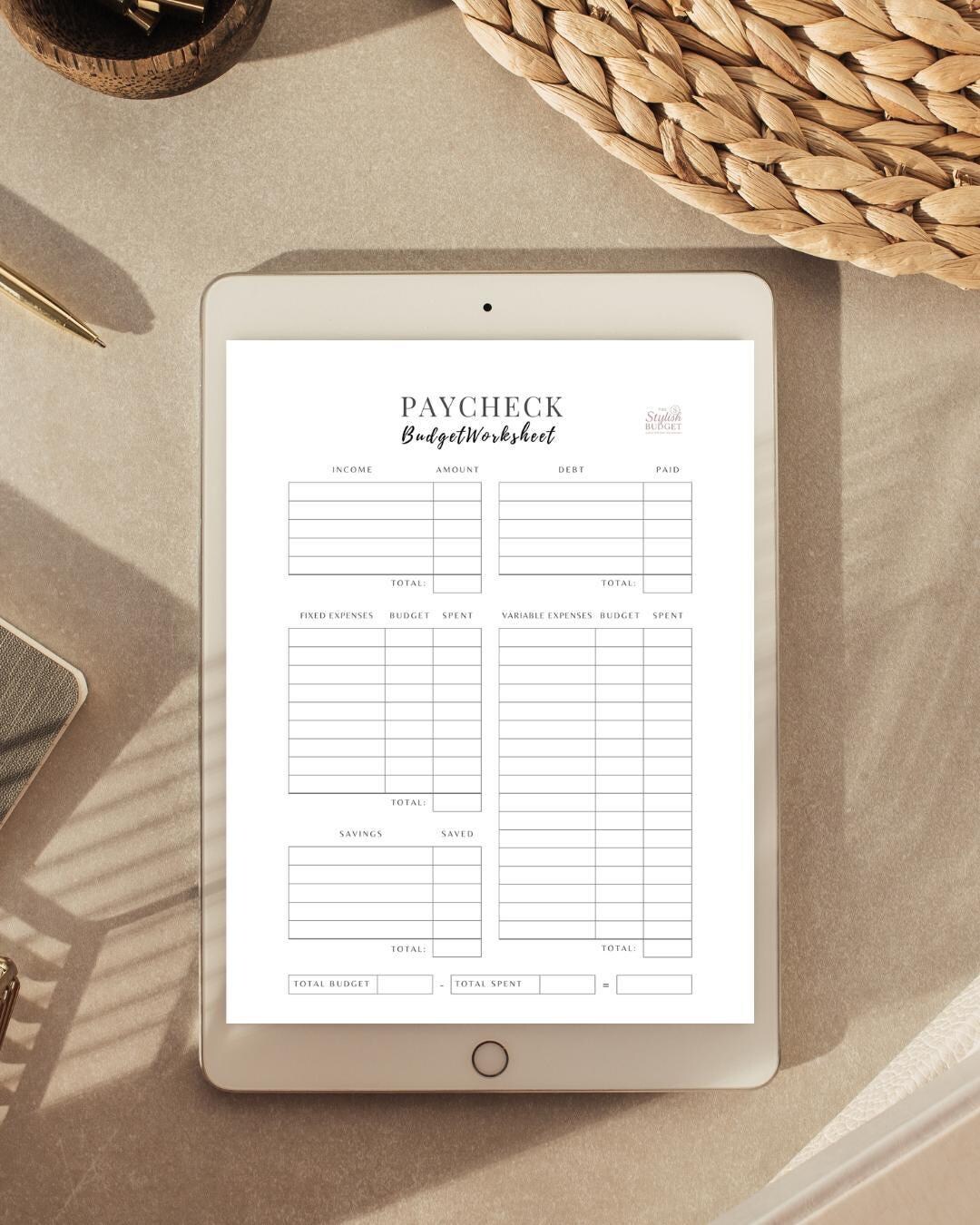 Paycheck Budget Worksheet - Printable Income and Expense Tracker ...