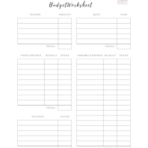 Paycheck Budget Worksheet - Printable Income and Expense Tracker ...