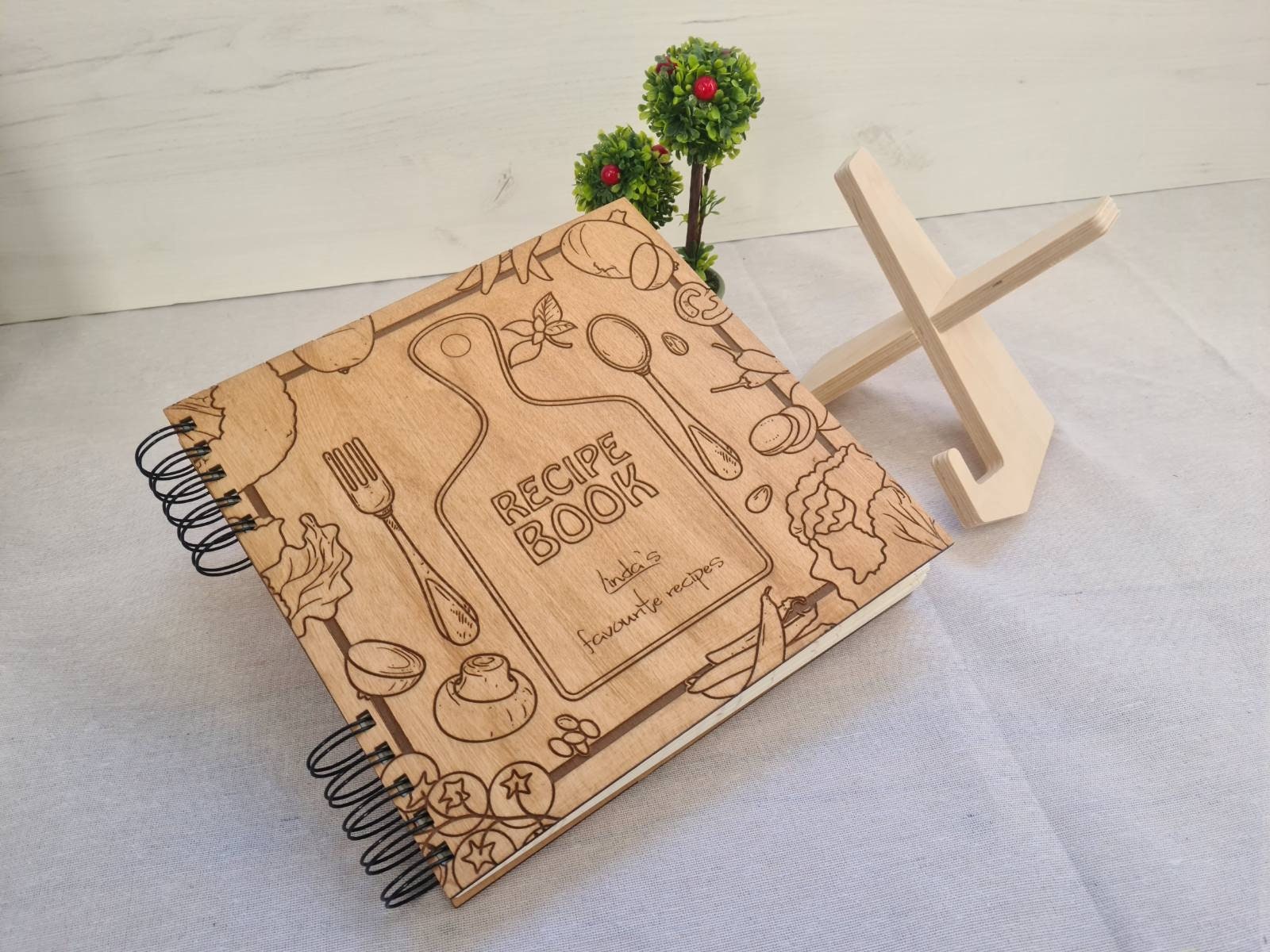 Wood Recipe Book wooden Cookbook Personalized Book Gift | Etsy