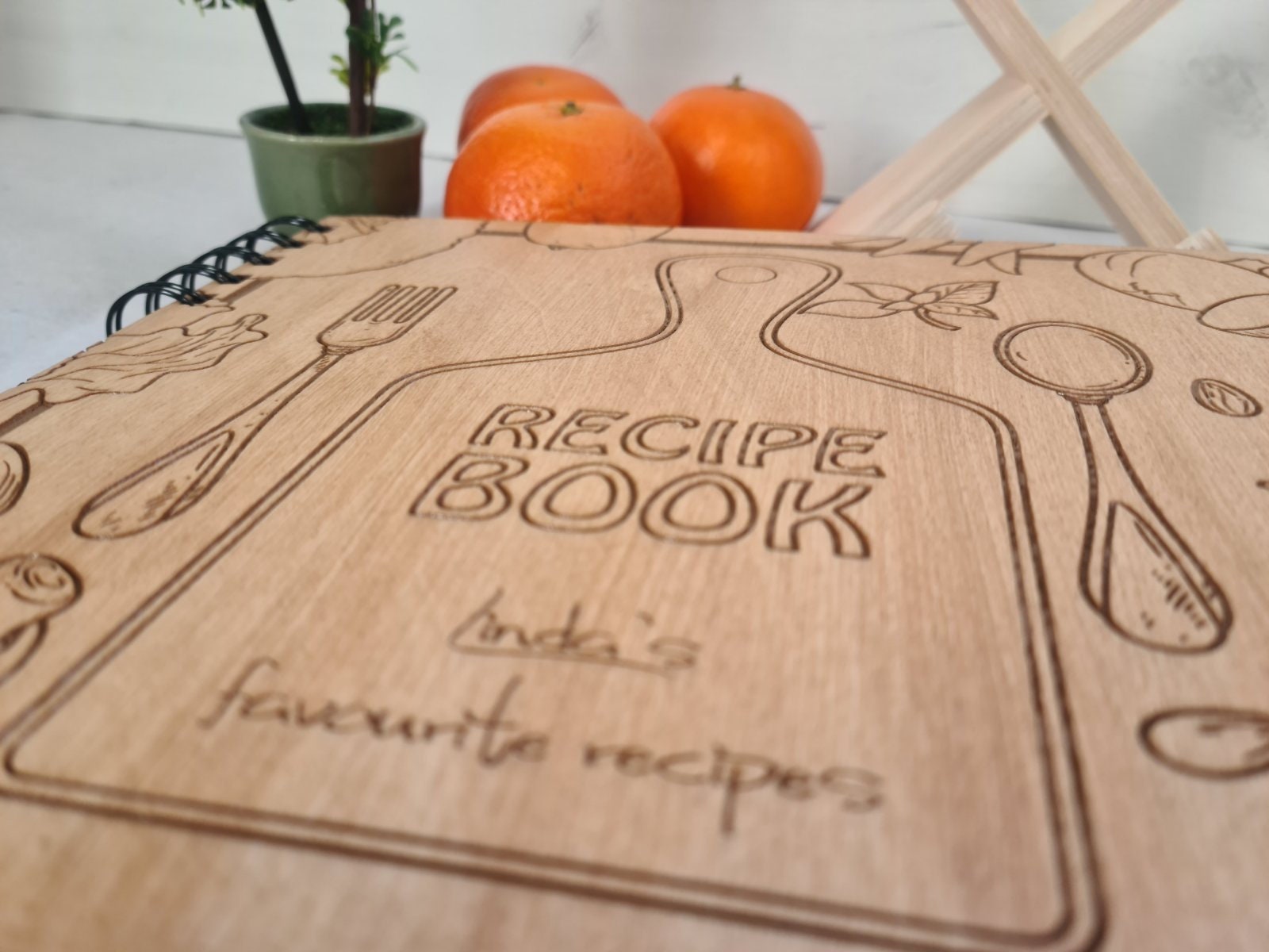 Wood Recipe Book wooden Cookbook Personalized Book Gift | Etsy