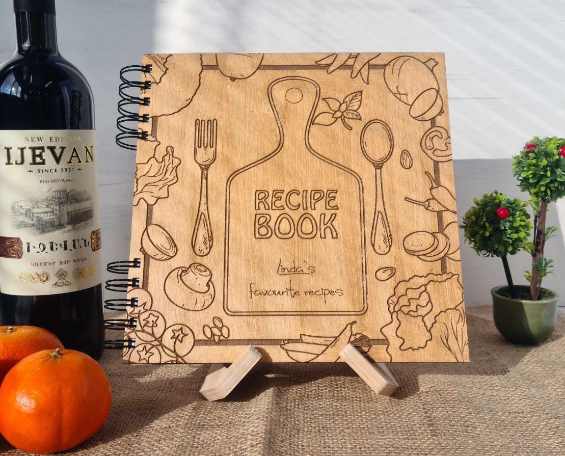 Wood Recipe Book wooden Cookbook Personalized Book Gift | Etsy