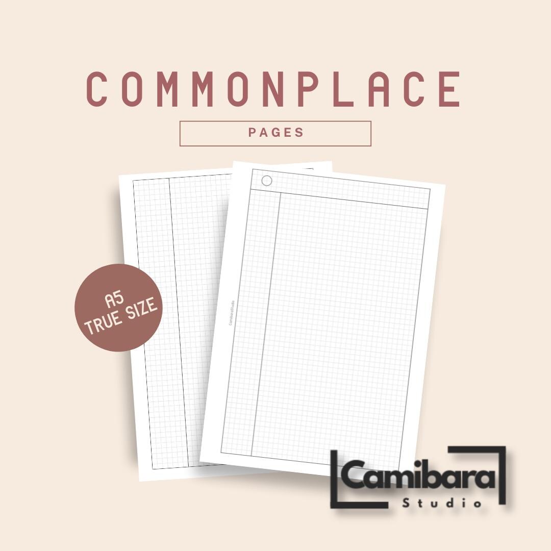Commonplace Pages A5 True Size - Printable, Download, Instructions in ...