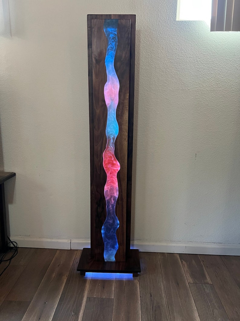 Handmade Walnut and Expoy Resin River Lamp, Color Changing, Wifi ...