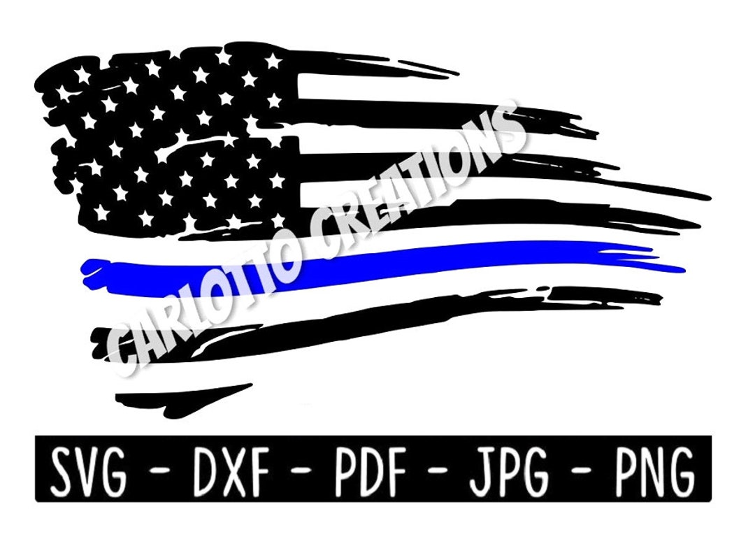 Thin Blue Line American Flag Svg, Dxf, Png, Jpg, Pdf, Police, Law ...