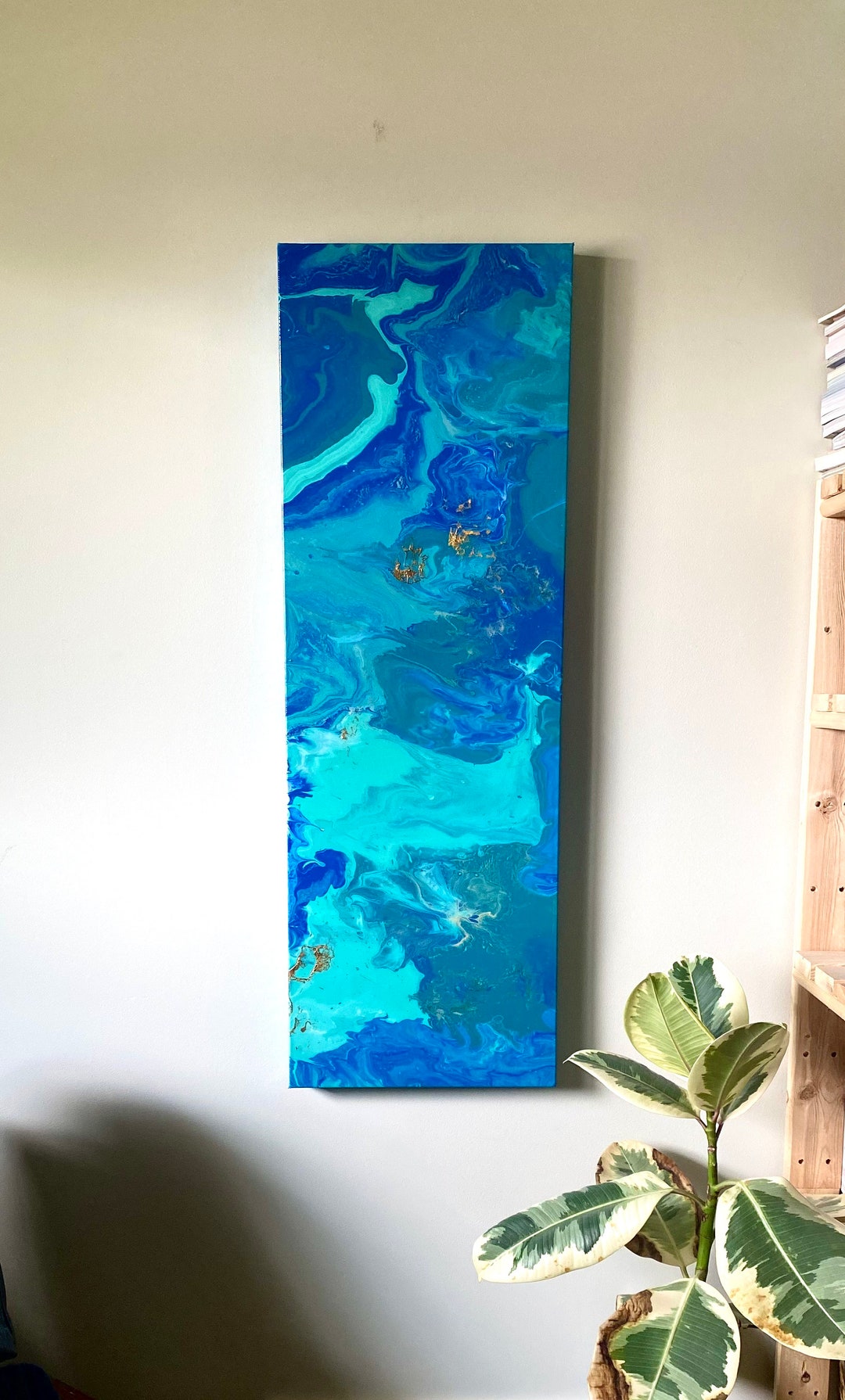Resin Painting Art, Original Painting on Canvas, Ocean Beach Inspired ...