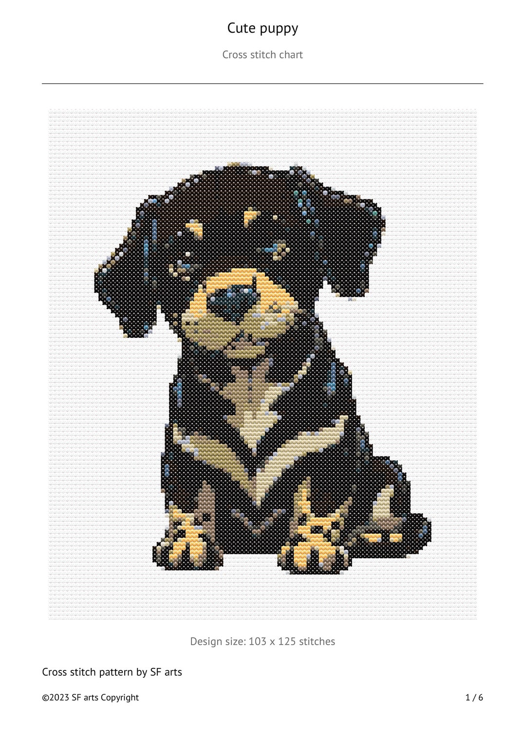 Cute Puppy Cross Stitch Pattern Digital PDF Download - Etsy