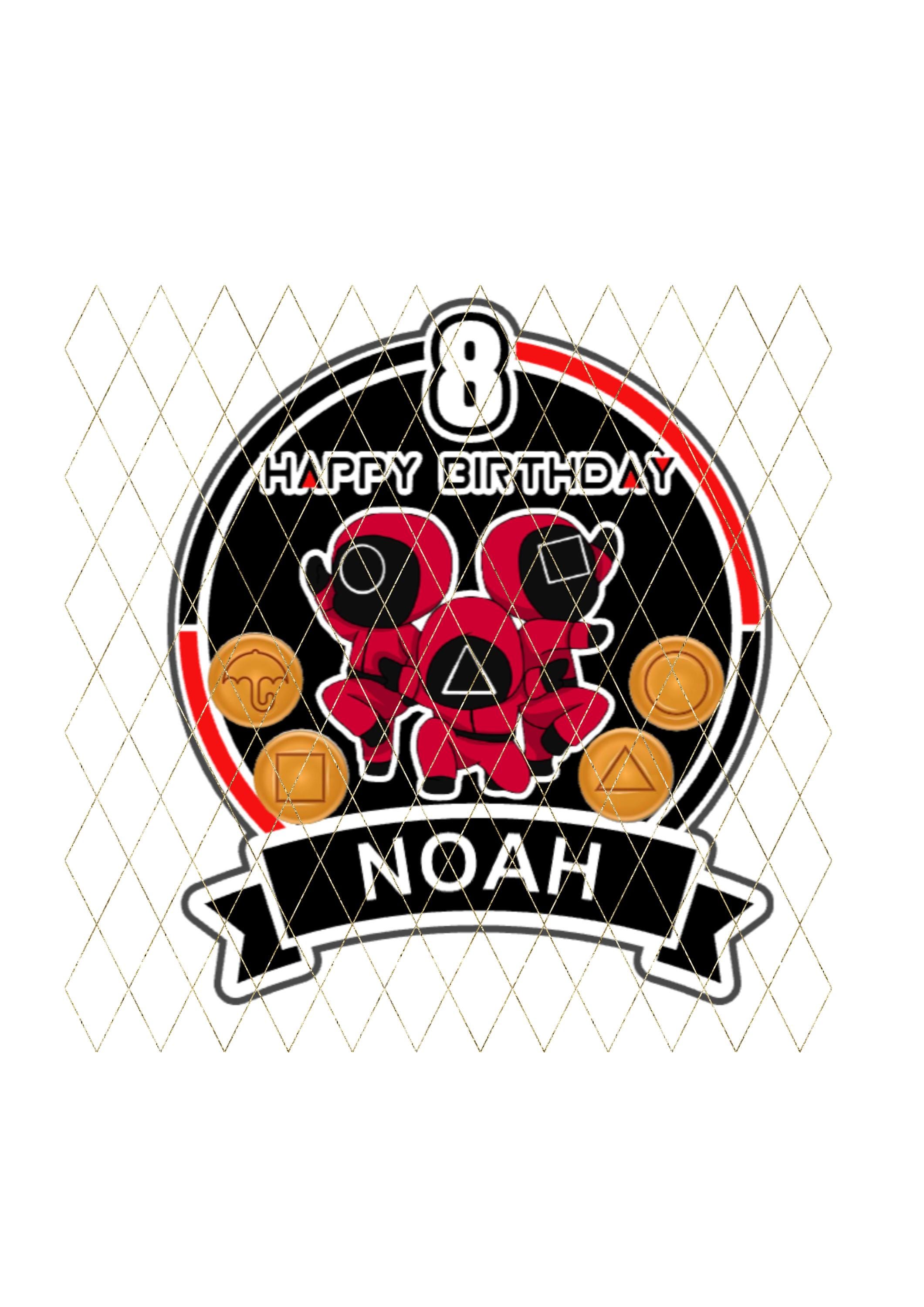 Squid Game Png Customised | Cake Topper | Birthday Tee | Pyjamas | Card ...
