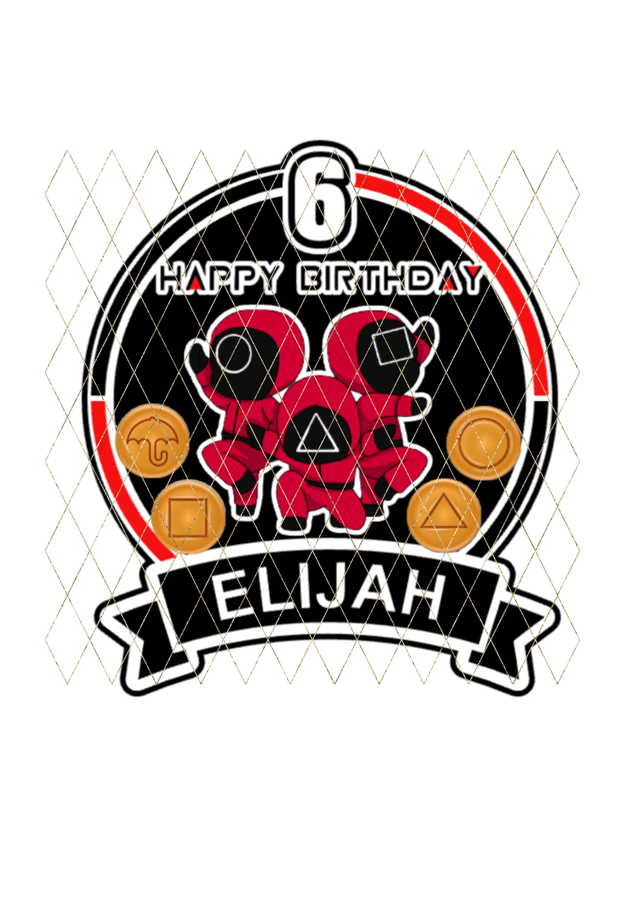 Squid Game Png Customised | Cake Topper | Birthday Tee | Pyjamas | Card ...