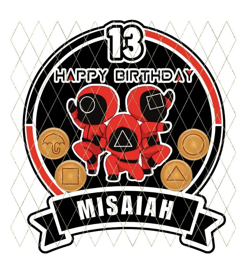 Squid Game Png Customised | Cake Topper | Birthday Tee | Pyjamas | Card ...