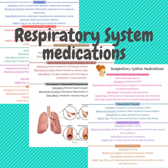 Respiratory System Medications Nursing School Pharmacology - Etsy