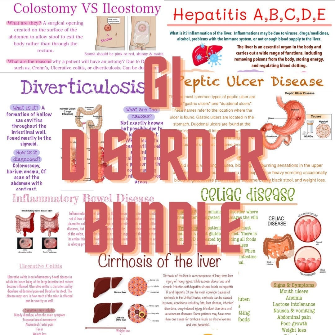 GI Disorder Notes Bundle Study Guide Digital Download - Etsy