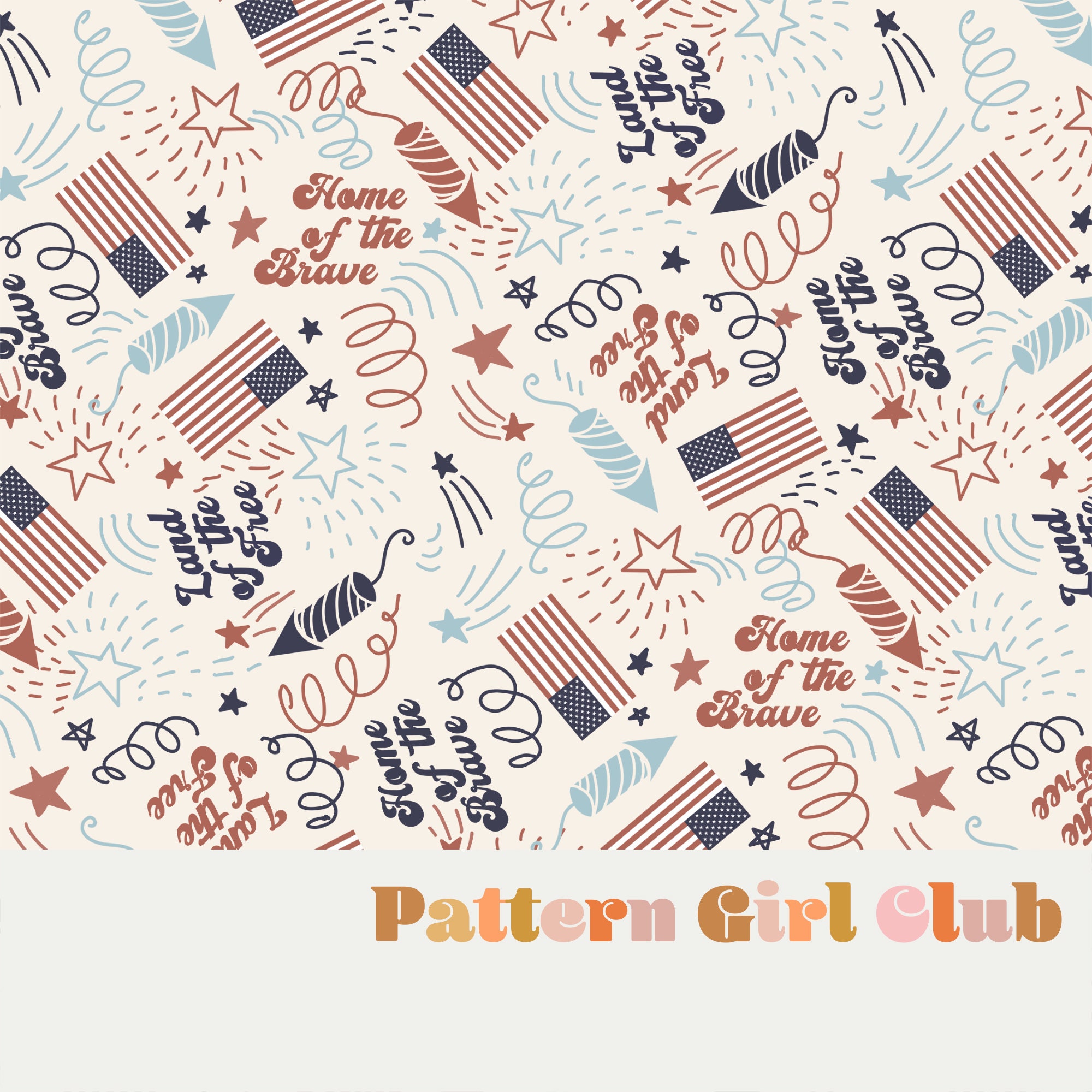USA Fireworks July 4th Patriotic Muted Seamless Repeat Pattern - Etsy