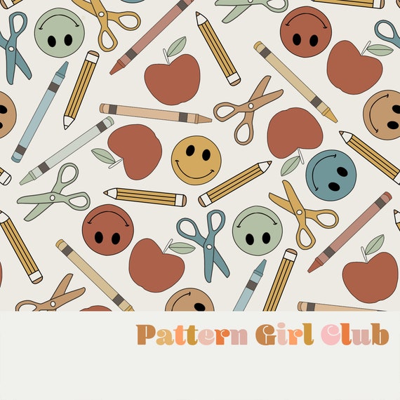 Back to School Seamless Repeat Pattern Boho Neutral for | Etsy