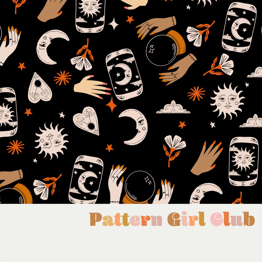 Witchy Vibes Seamless Repeat Pattern Boho Neutral for Commercial Use - Etsy