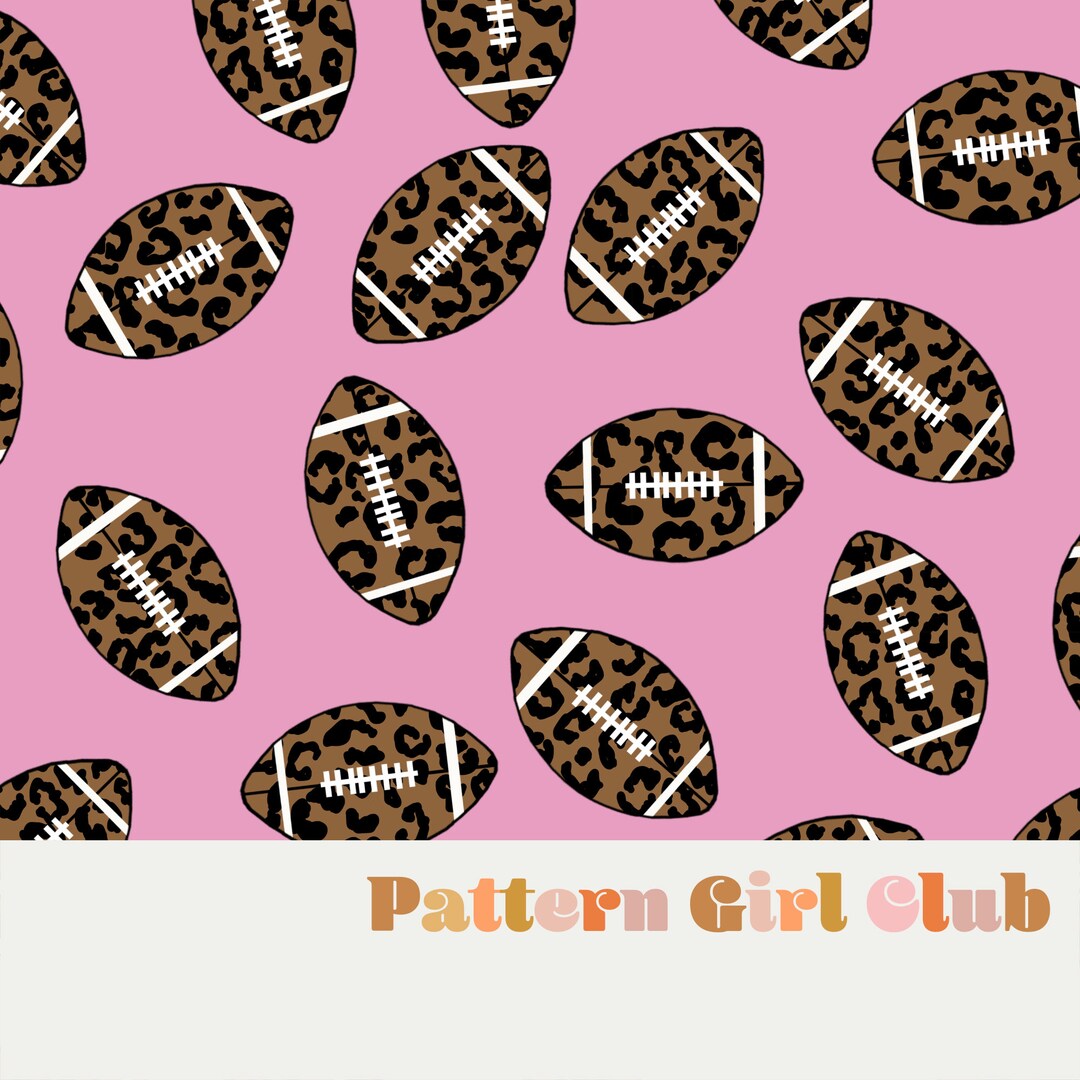 Pink Leopard Print Football Sports Fall Seamless Repeat Pattern Boho ...