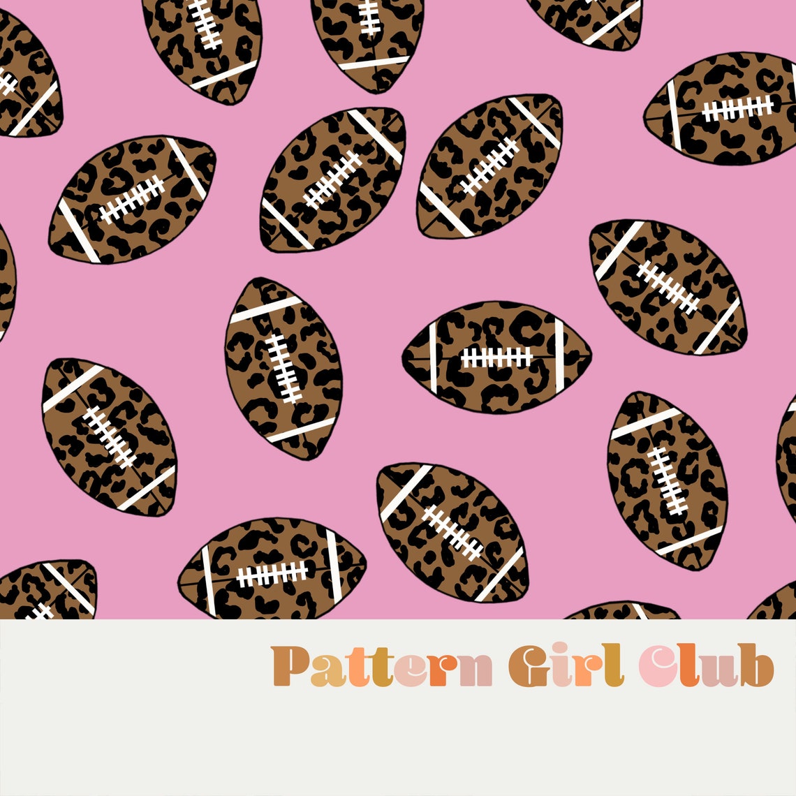 Pink Leopard Print Football Sports Fall Seamless Repeat - Etsy