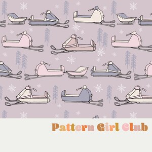 Set of 4 Seamless Files - Retro Winter Ice Skates, Snowmobiles ...