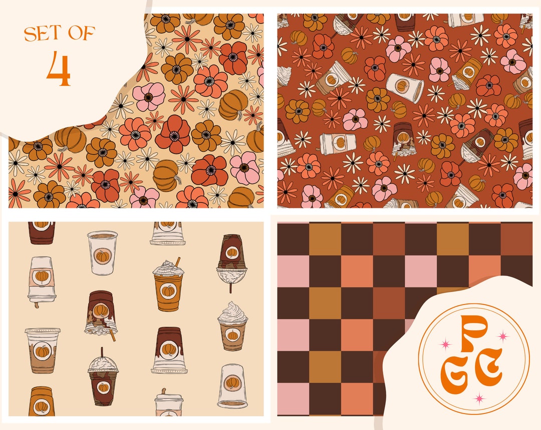 Set of 4 Seamless Files - PSL Fall Floral Seamless Repeat Pattern Boho ...