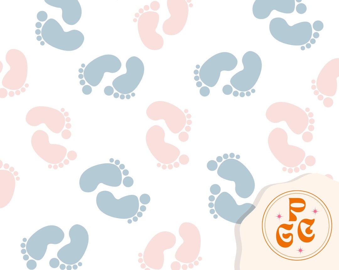 Baby Feet Nursery Blue and Pink Seamless Repeat Pattern Boho Neutral ...