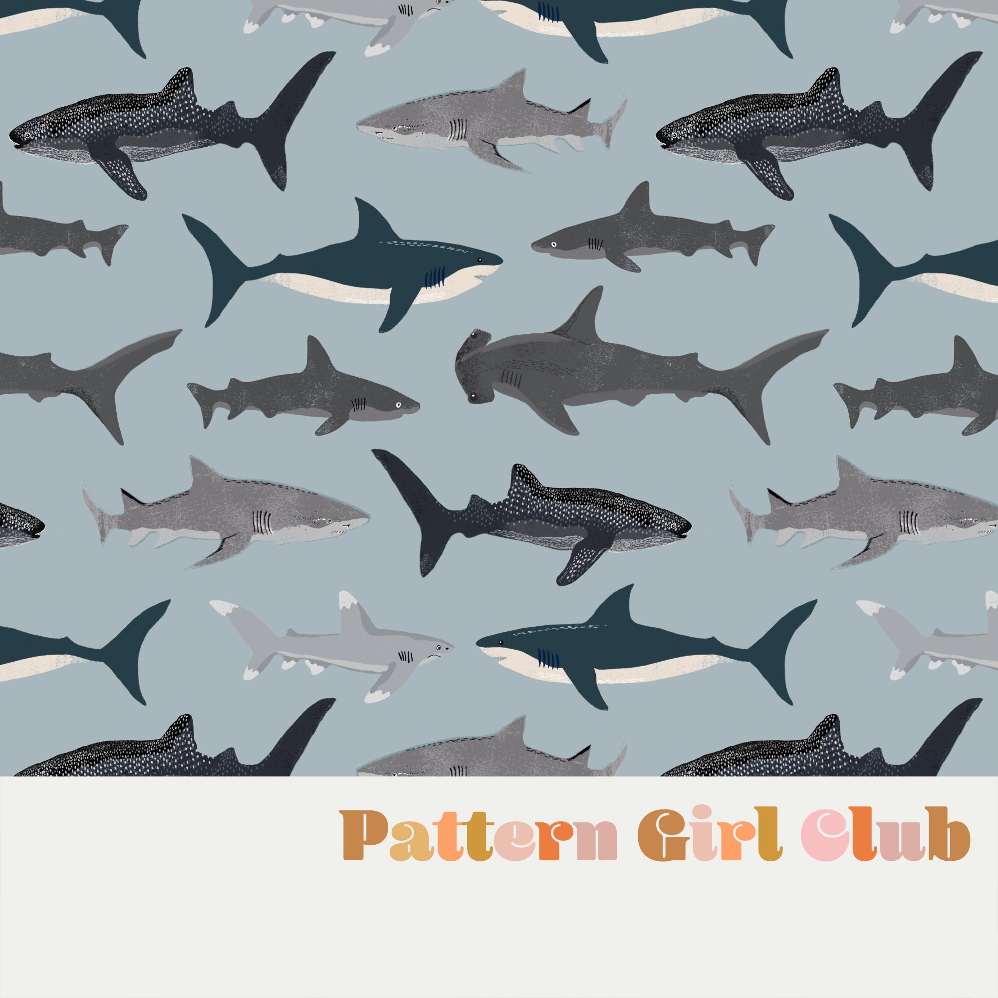 Sharks Kids Seamless Repeat Pattern Boho Neutral for - Etsy