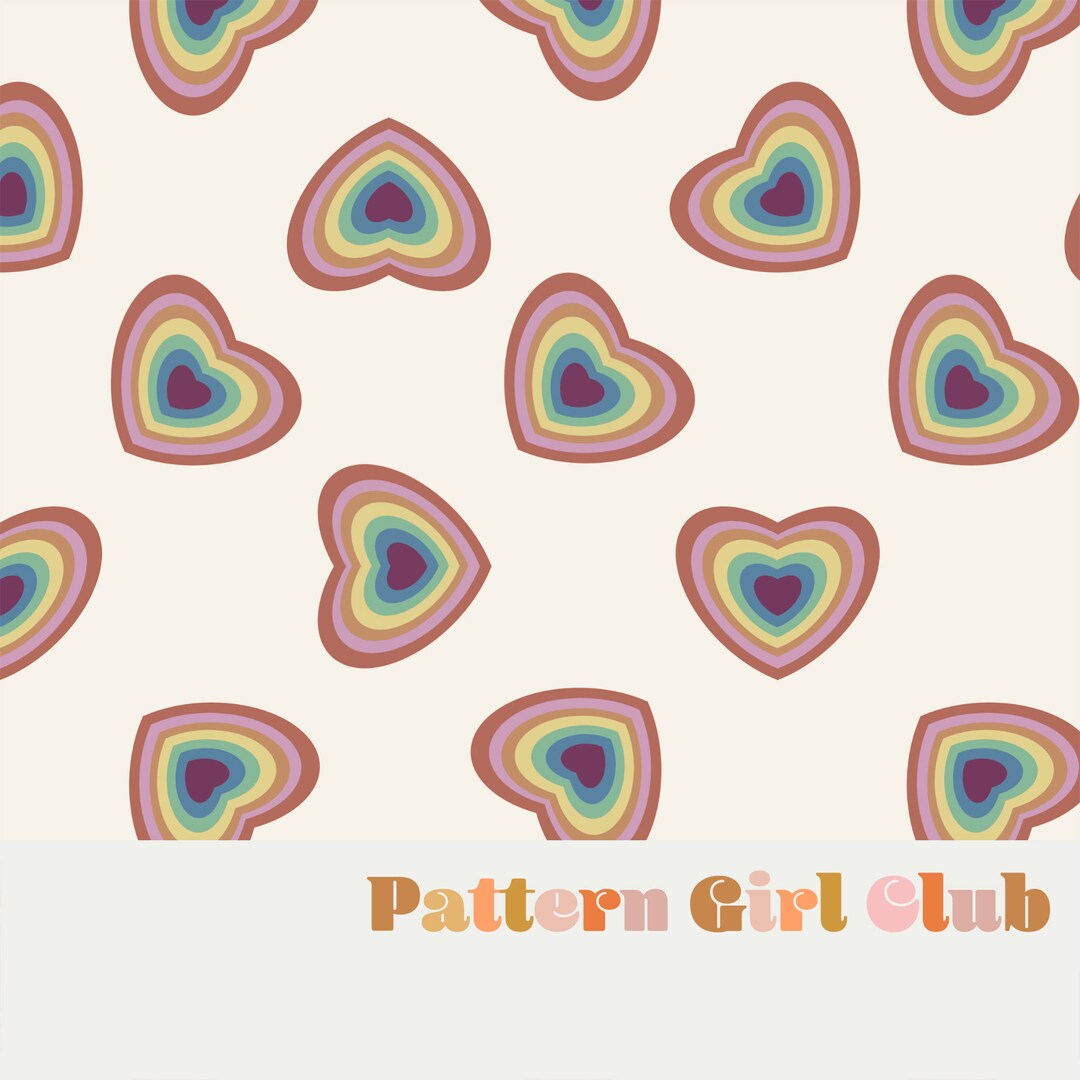 Rainbow Hearts Muted Seamless Repeat Pattern Boho Neutral for ...