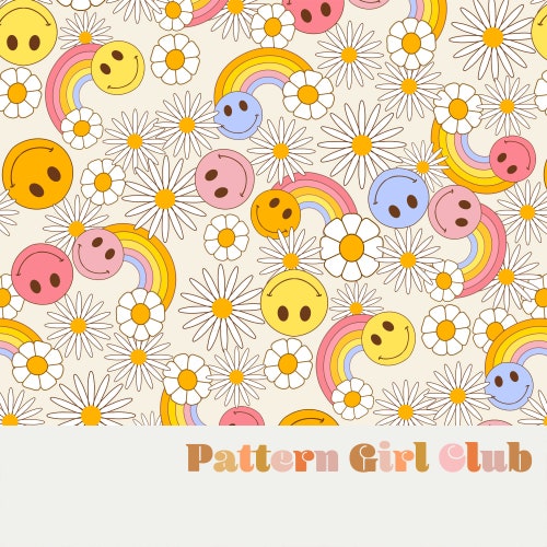 Retro Flowers 70s Seamless Repeat Pattern Boho Neutral for - Etsy