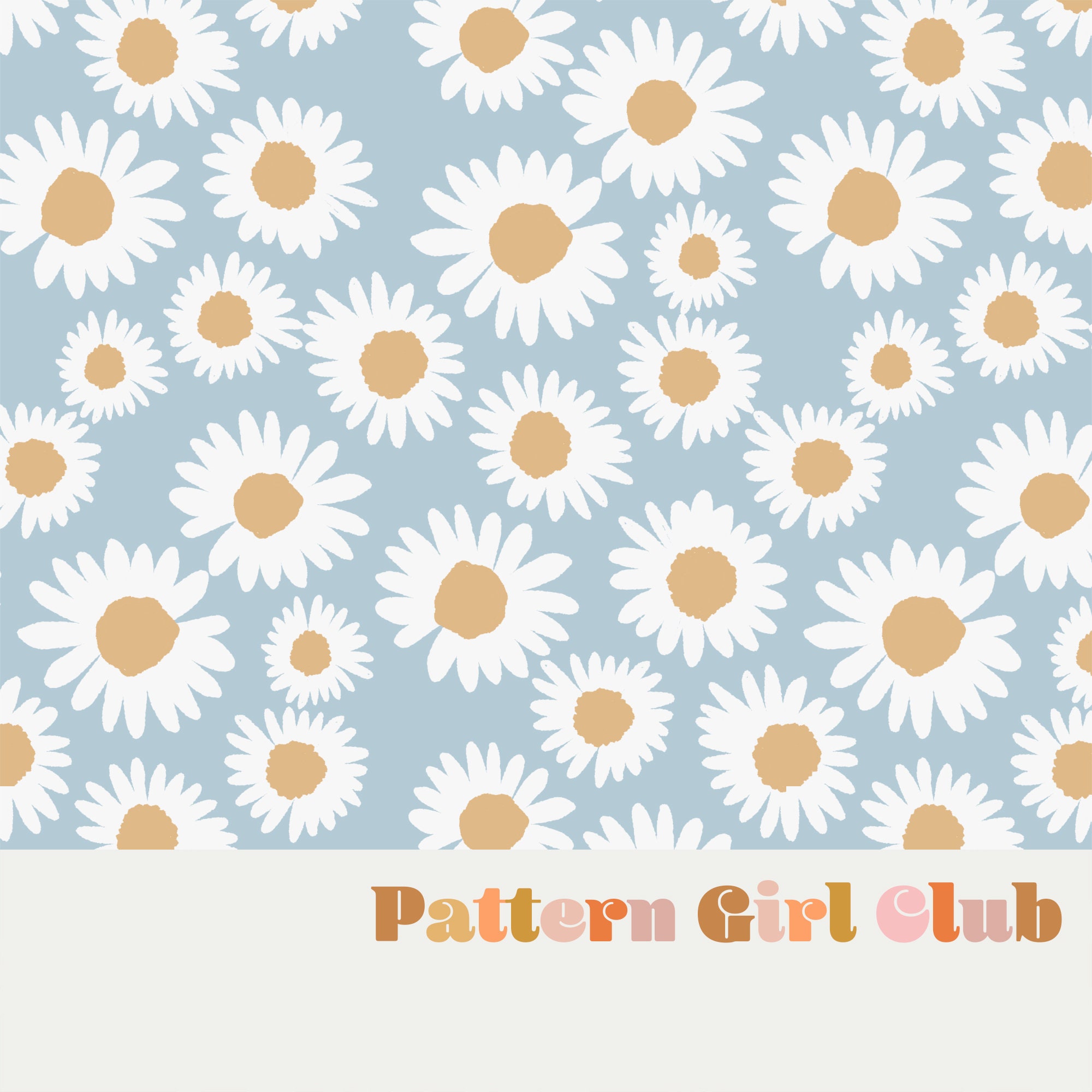 Retro Daisies Seamless Repeat Pattern Boho Neutral for | Etsy