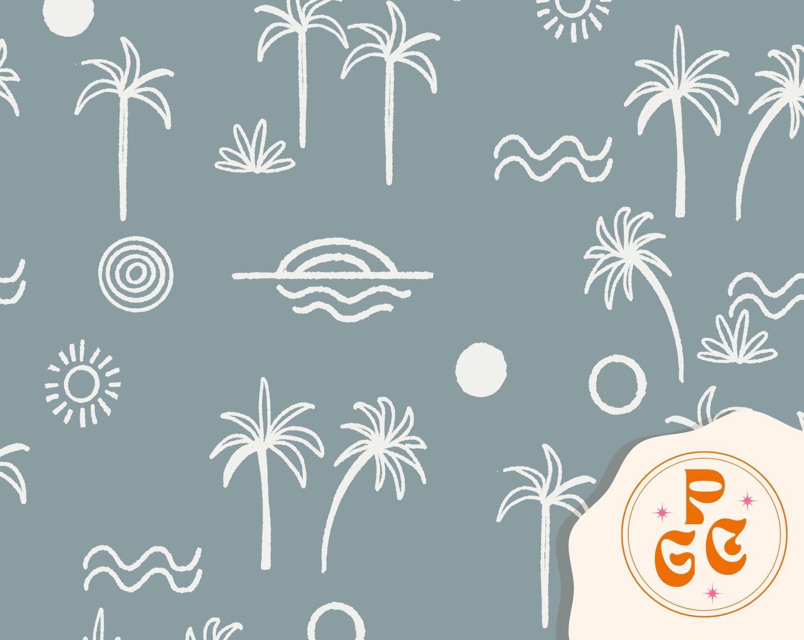 Summer Tropical Beach Boho Slate Blue Seamless Repeat Pattern Boho ...