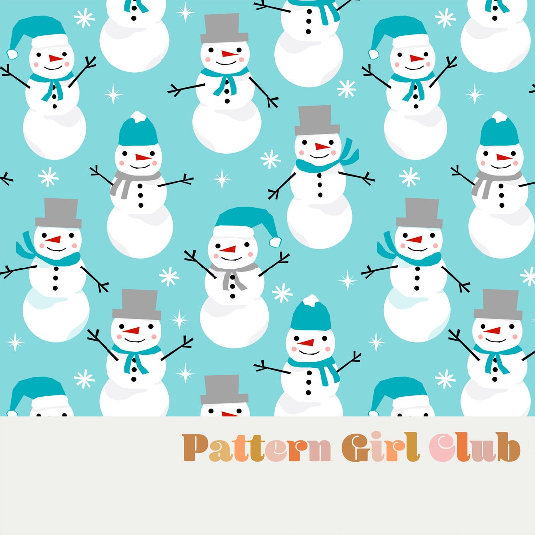 Winter Snowman Seamless Repeat Pattern Boho Neutral for Commercial Use ...