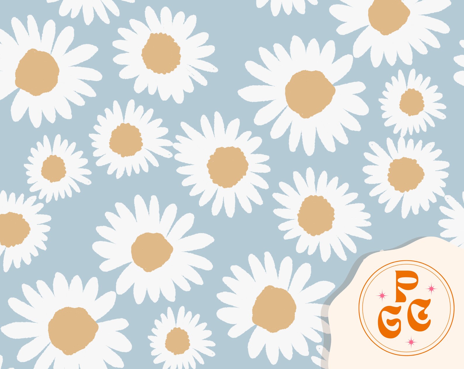 Retro Daisies Seamless Repeat Pattern Boho Neutral for Commercial Use ...