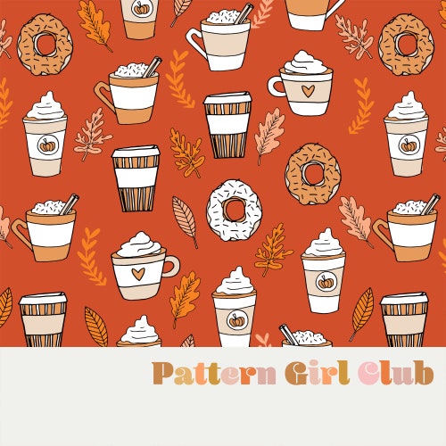 Pumpkin Spice Autumn Fall Leaves Food Seamless Repeat Pattern - Etsy