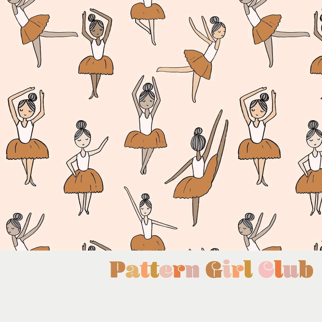 Ballet Boho Neutral Ballerina Seamless Repeat Pattern Boho Neutral for ...