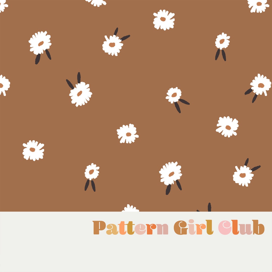 Ditsy Daisy Pecan Seamless Repeat Pattern Boho Neutral for - Etsy