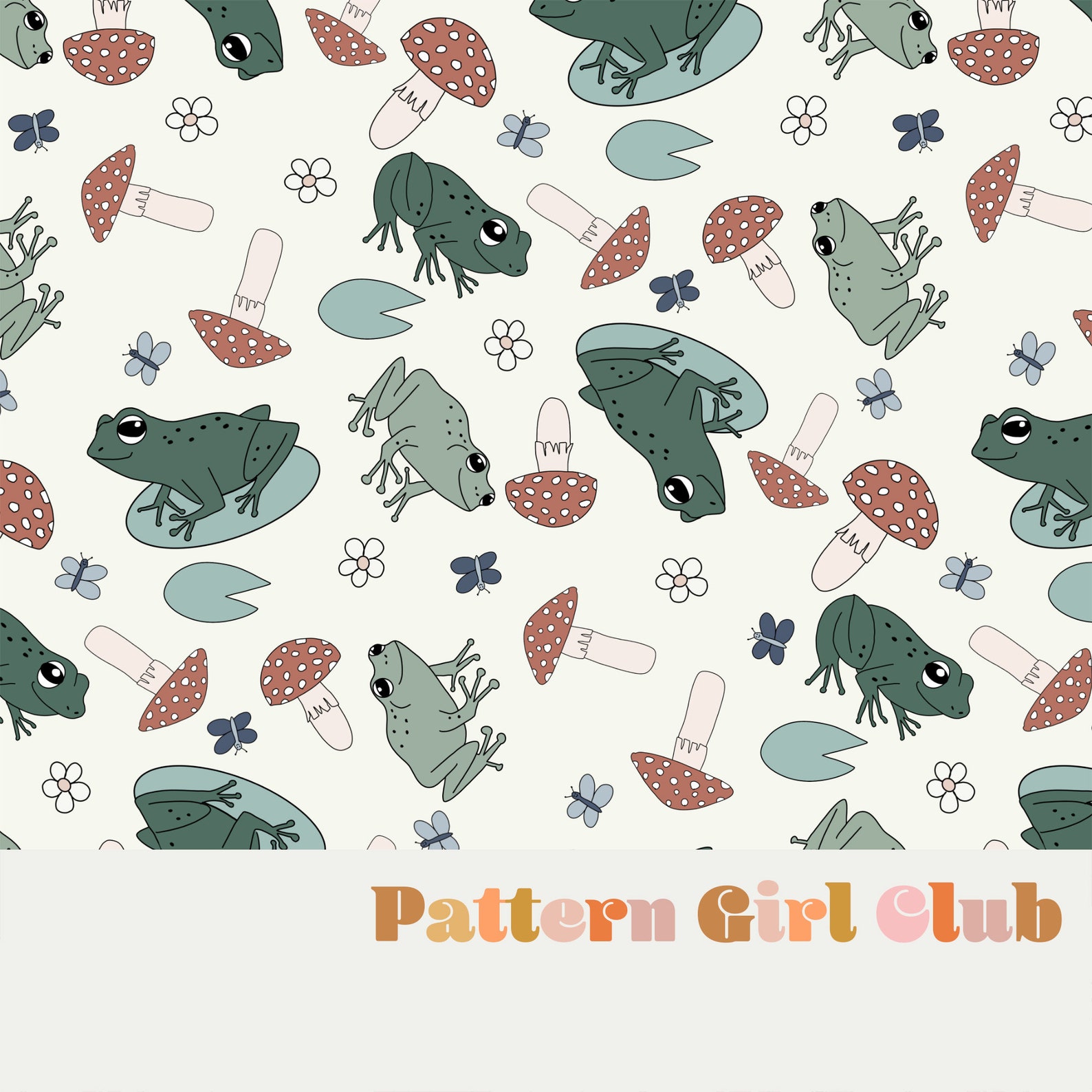 Frogs and Mushrooms Cottagecore Seamless Repeat Pattern Boho - Etsy