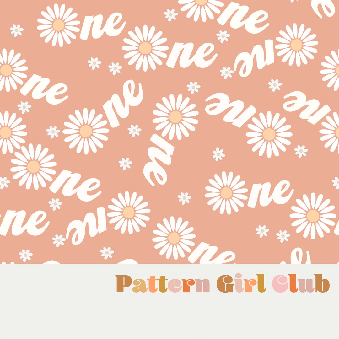 One Daisy First Birthday Baby Muted Seamless Repeat Pattern Boho ...