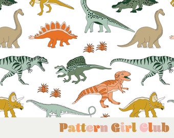 Dinosaurs Kids Seamless Repeat Pattern Boho Neutral for | Etsy