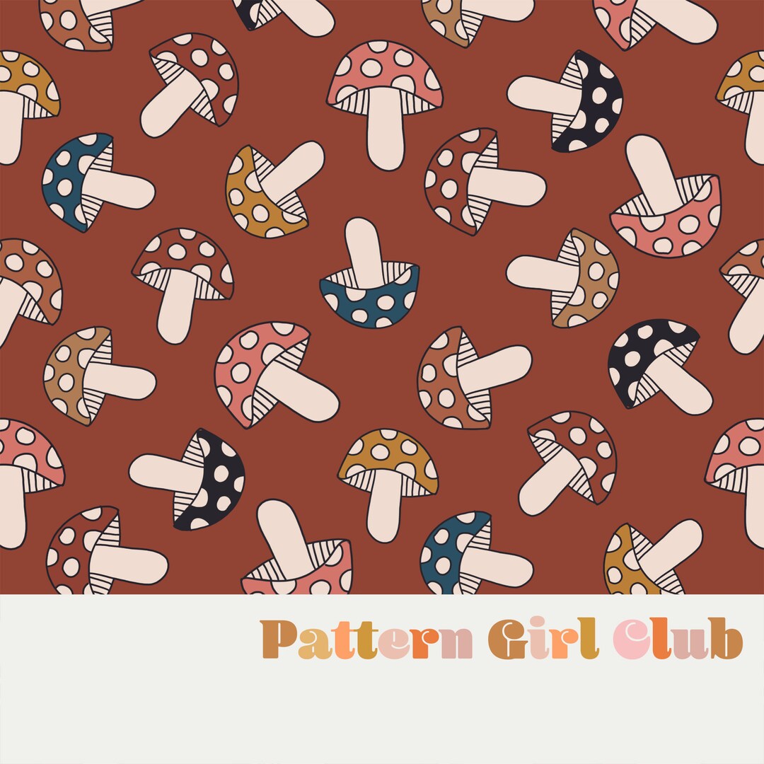 Retro Fall Mushrooms Seamless Repeat Pattern Boho Neutral for ...