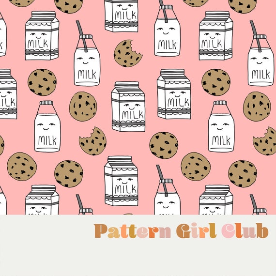 Milk and Cookies Cute Kids Seamless Repeat Pattern Brights for - Etsy