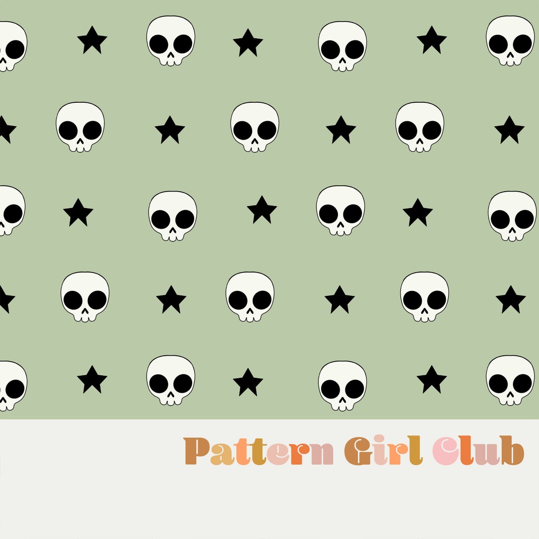 Skulls and Stars Halloween Spooky Seamless Repeat Pattern Boho Neutral ...