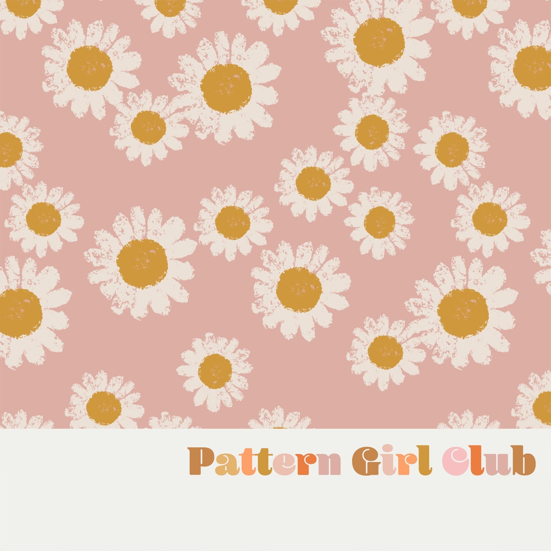 Daisy Blooms Rose Seamless Repeat Pattern Boho Neutral for Commercial ...