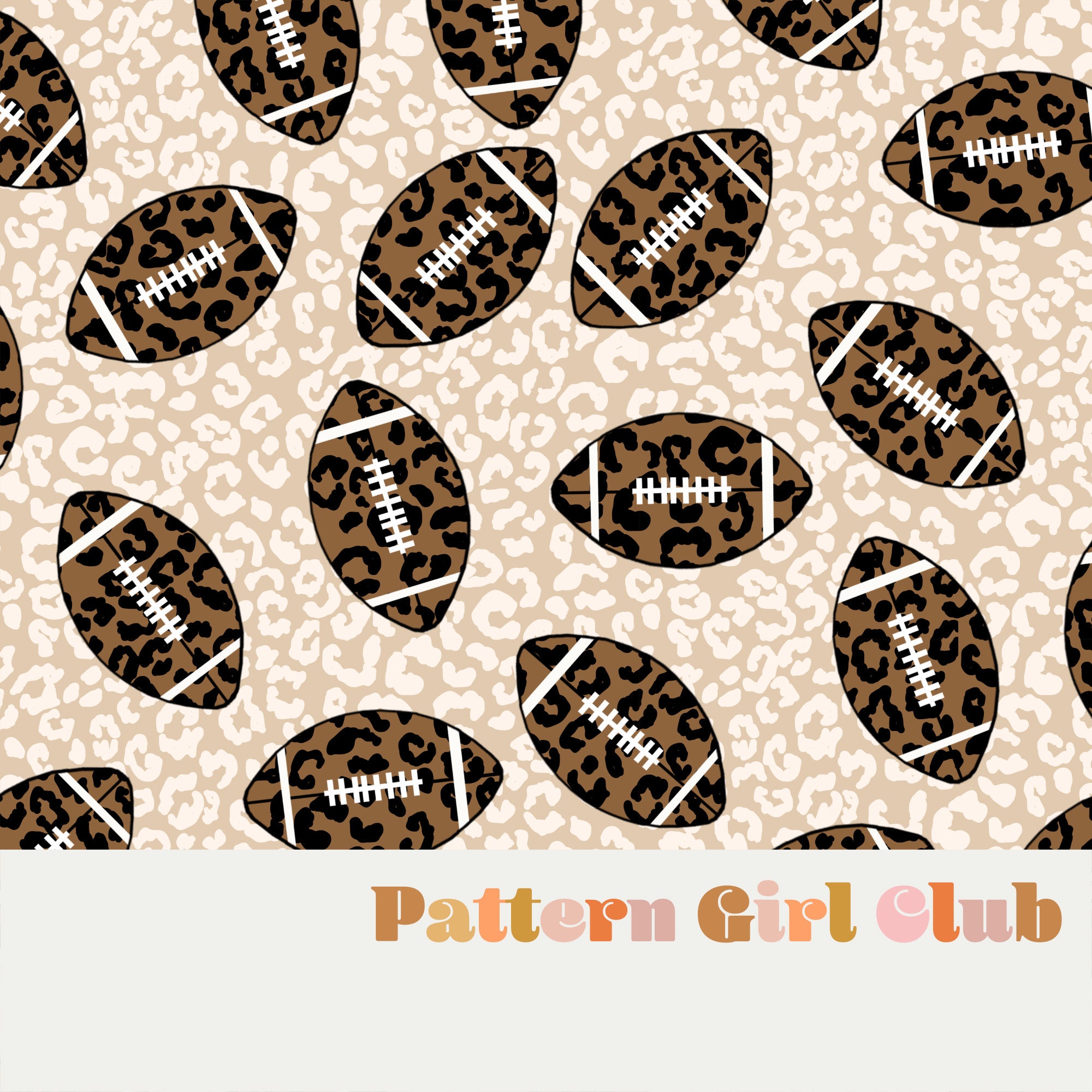Leopard Print Football Sports Fall Seamless Repeat Pattern Boho Neutral ...