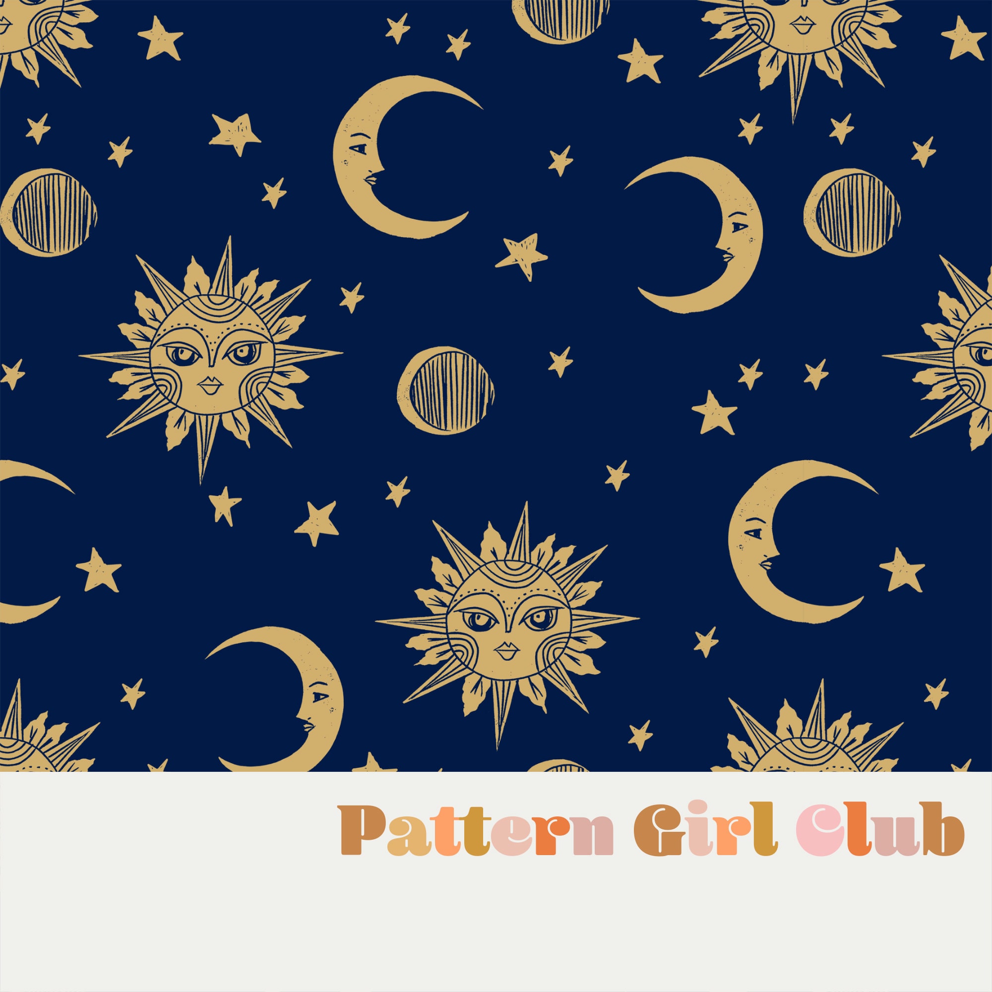 Sun Moon Star Celestial Fabric
