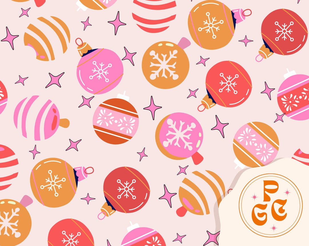 Groovy Christmas Ornaments Seamless Repeat Pattern Boho Neutral for ...