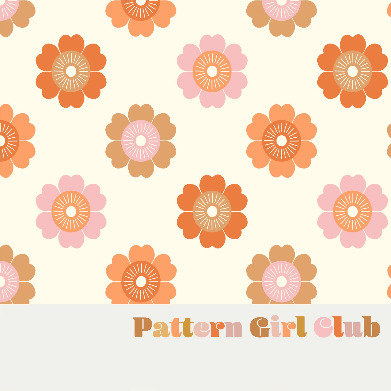 Retro Flowers 70s Seamless Repeat Pattern Boho Neutral for | Etsy