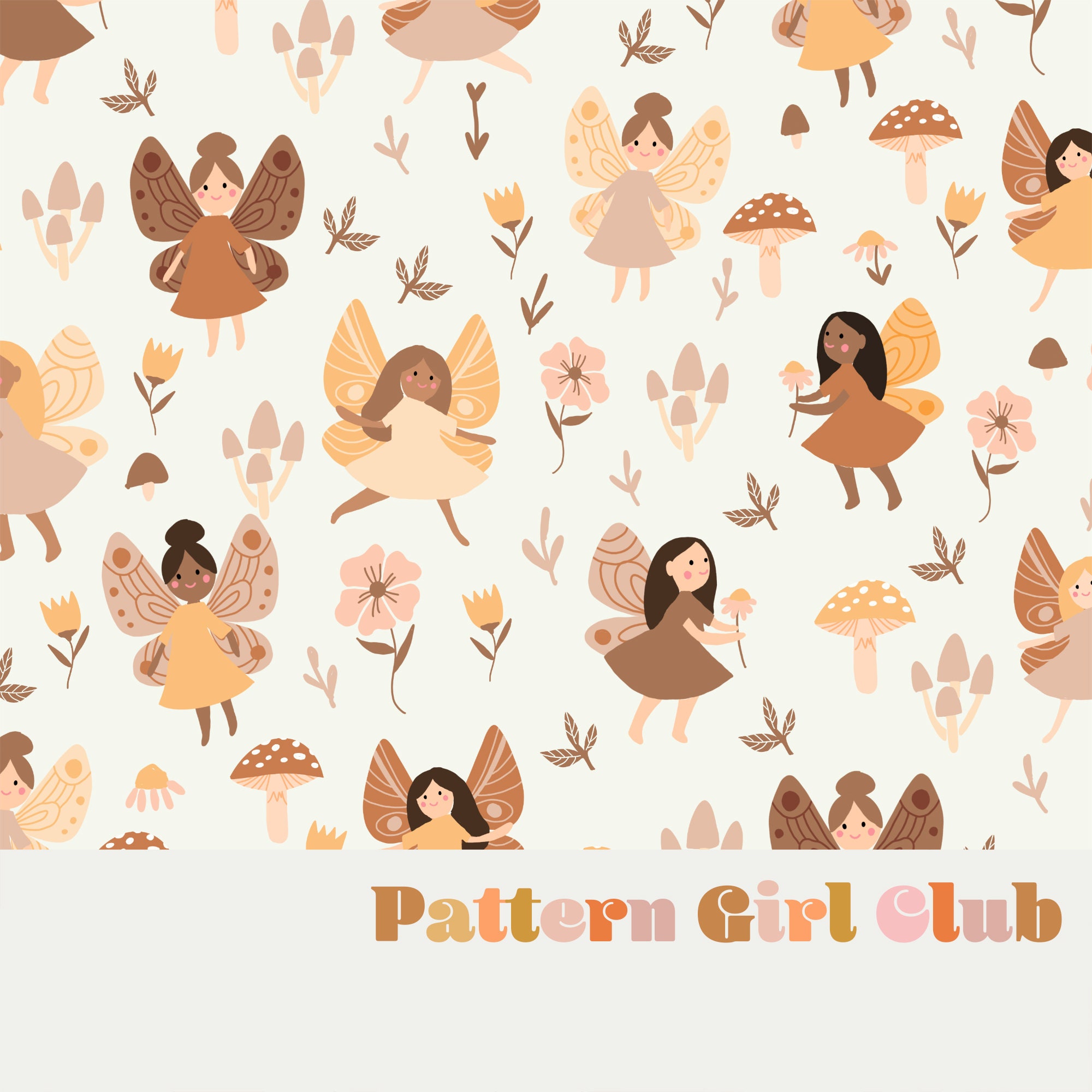 Cottagecore Boho Fairies Seamless Repeat Pattern Boho Neutral | Etsy