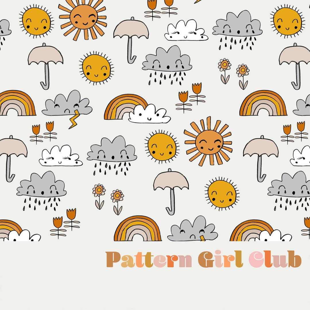 Retro Weather Pattern Seamless Repeat Pattern Boho Neutral for ...